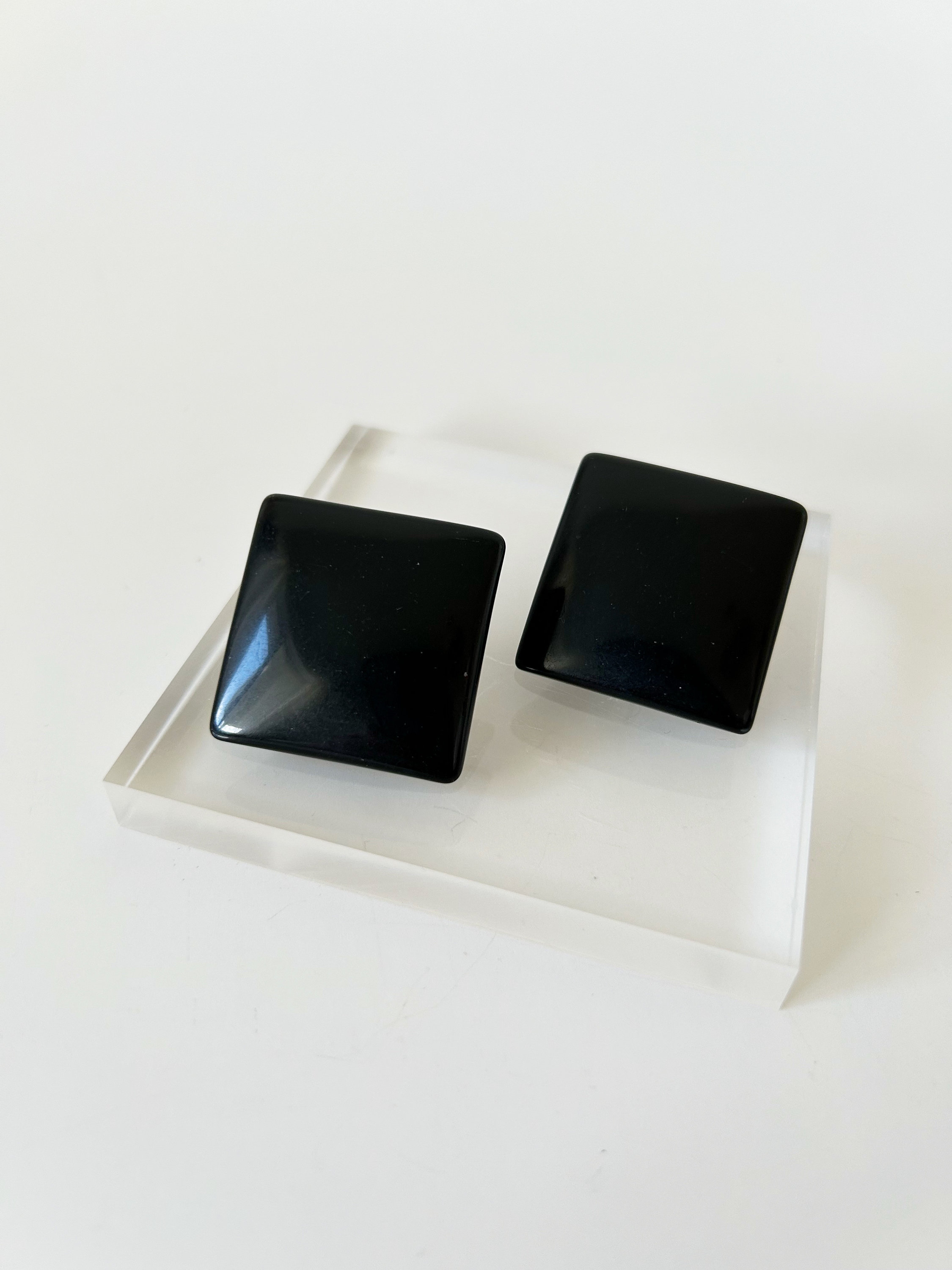 Acrylic Mod Style Earrings. Retro Style. Black. Square Shape. - Etsy