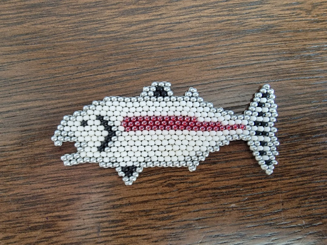 2D Salmon Beaded Figure - Etsy