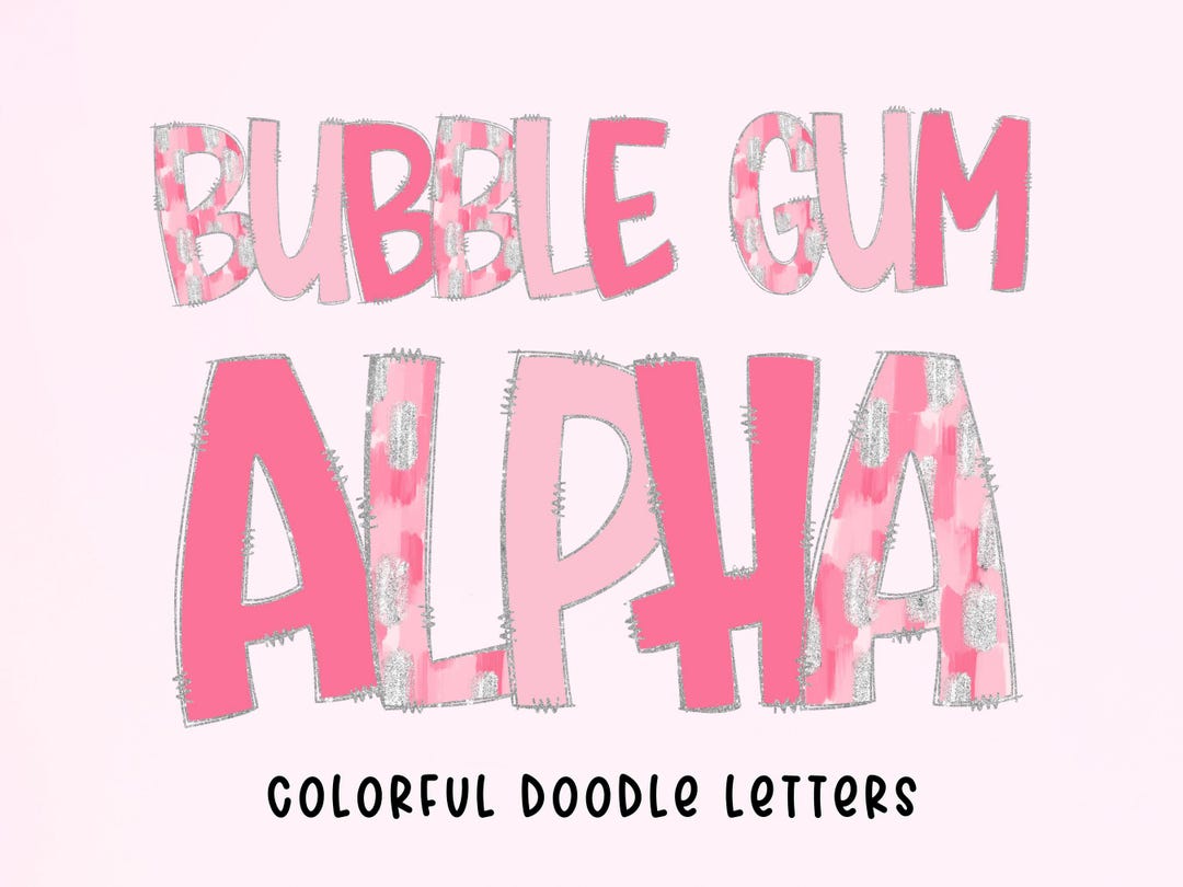 Pink Doodle Alphabet Set, Brushstroke Alphabet Set, Brushstroke Letters ...