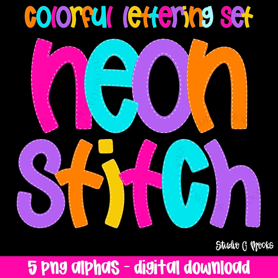Colorful Alpha Set, Neon Alphabet Lettering, Bright A-Z Alpha Pngs ...