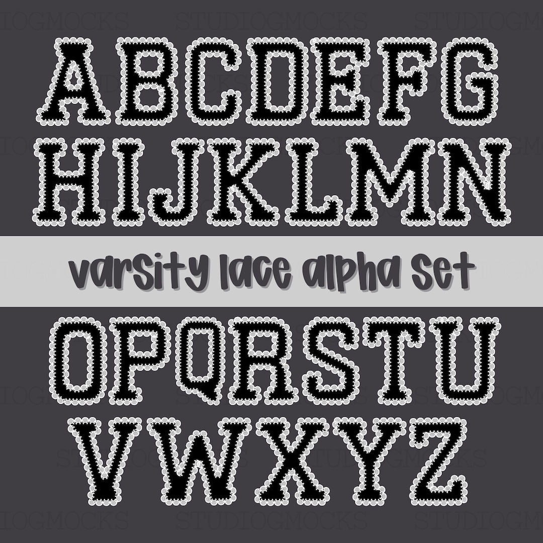 Varsity Lace Alphabet Set, Black Varsity Lace Alphabet Set VA2601 - Etsy