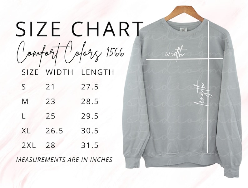 Comfort Colors Sweatshirt Size Chart, Comfort Colors 1566 Size Chart ...