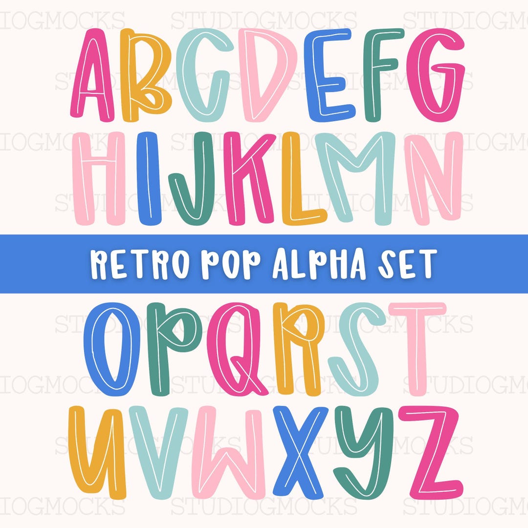 Retro Alpha Set, Inline Alphabet Set, Trendy ABC Lettering 25-060 - Etsy