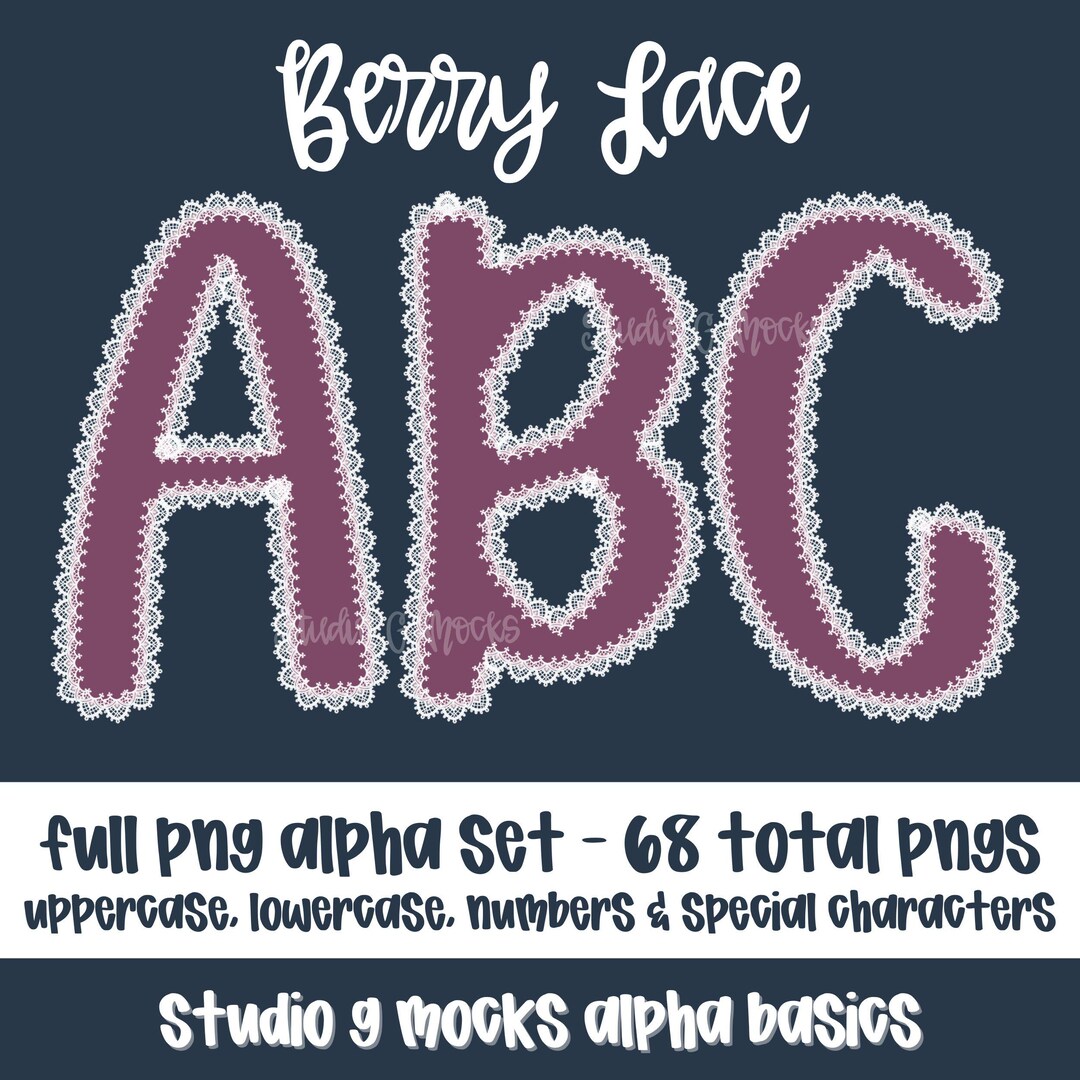 Lace Alphabet Set, Berry Lace Alpha Set, Dark Moody Lace ABC Lettering ...
