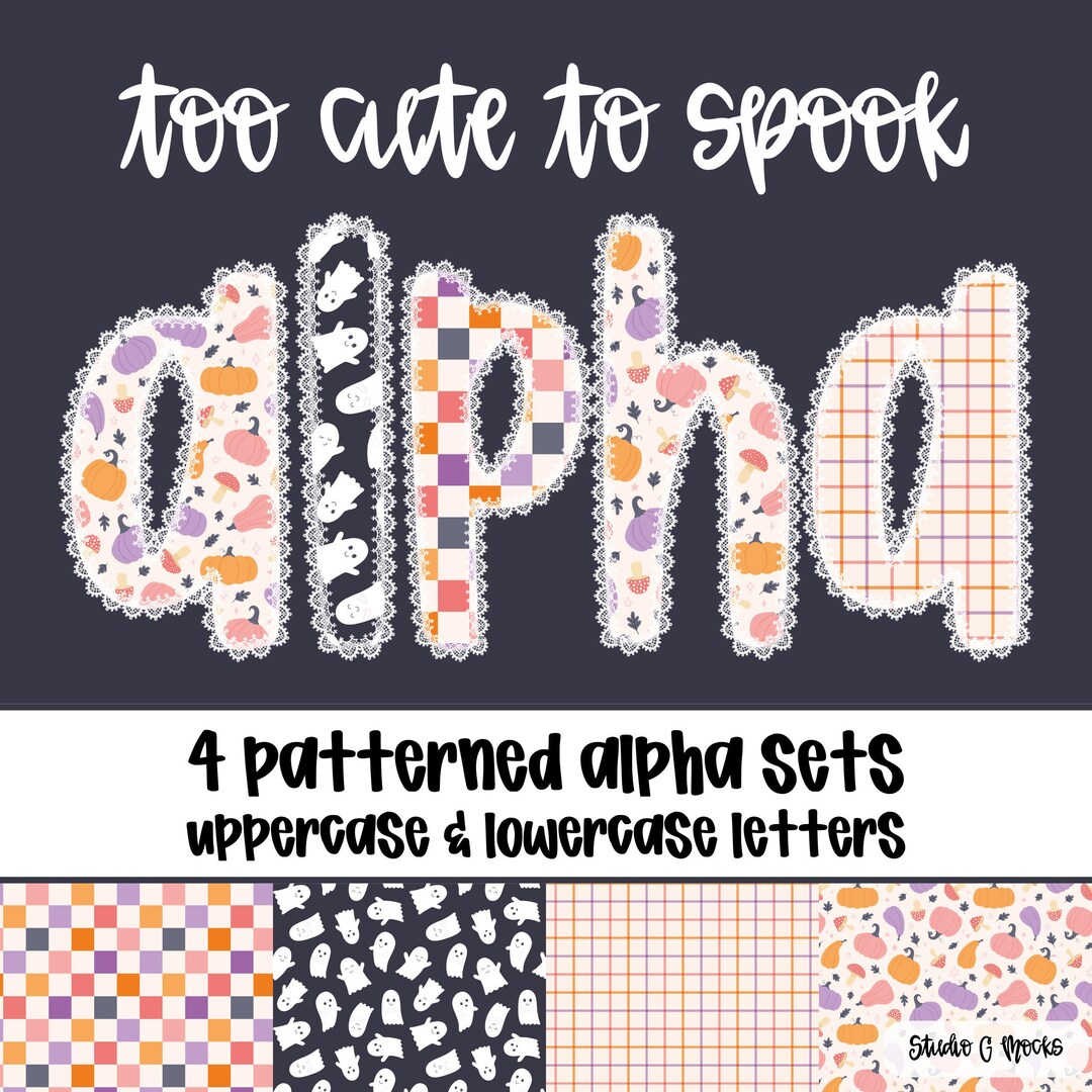 Halloween Lace Alpha, Cute Fall Alphabet Set, Pink Halloween Alpha PNG ...