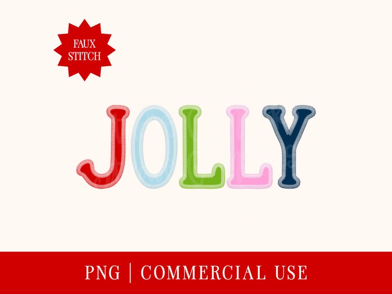 Jolly PNG - Faux Embroidery Christmas Digital Download - Etsy