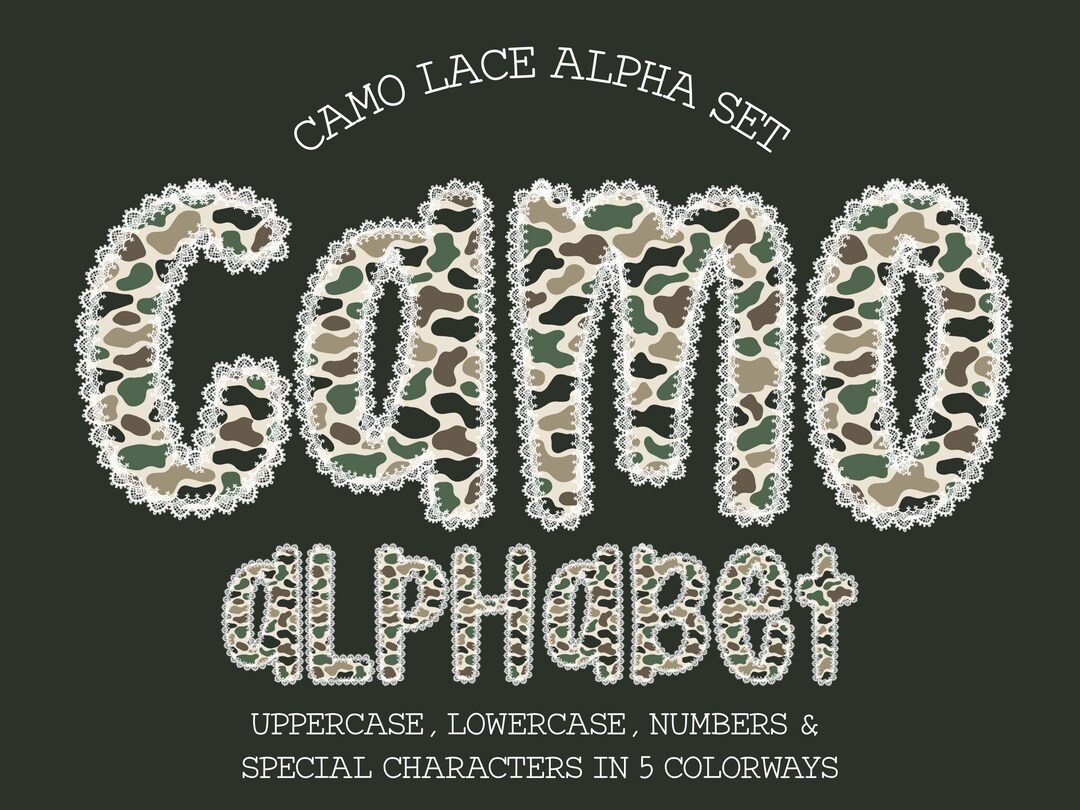 Camo Lace Alpha Set, Camouflage Alphabet Set, Camo Abcs (25-074) - Etsy