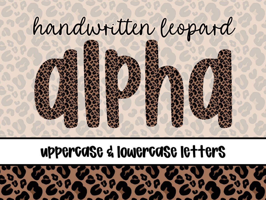 Leopard Alpha Set - Handwritten Animal Print Lettering Set 25-072 - Etsy