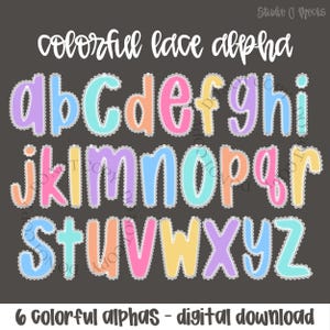 Colorful Lace Alpha PNG Digital Download, Multi-color Alphabet Set ...