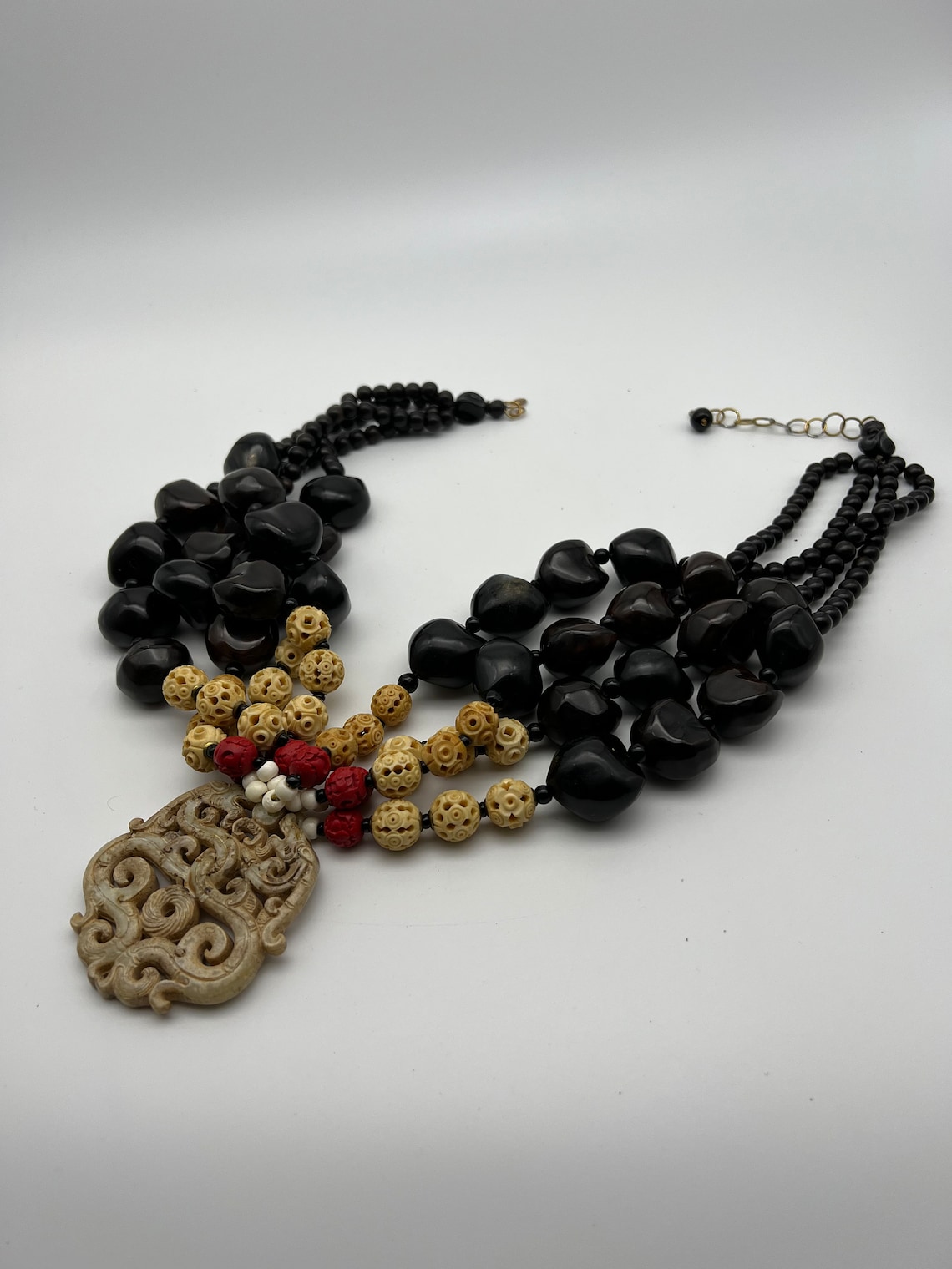 Asian Inspired Necklace Natural Dark Brown From Hawaii - Etsy