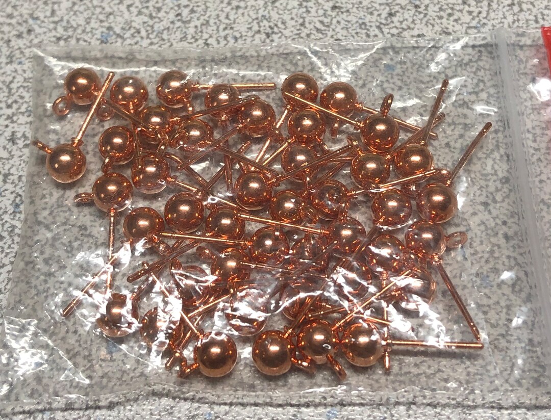Earring Findings, Make Your Own, Copper or Dark Rose Gold, Bag of Beads ...