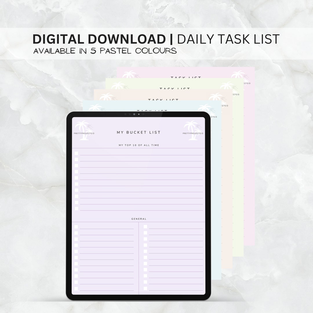 Pastel Bucket List, Goal Checklist, Life Wish List, to Do List Plan ...