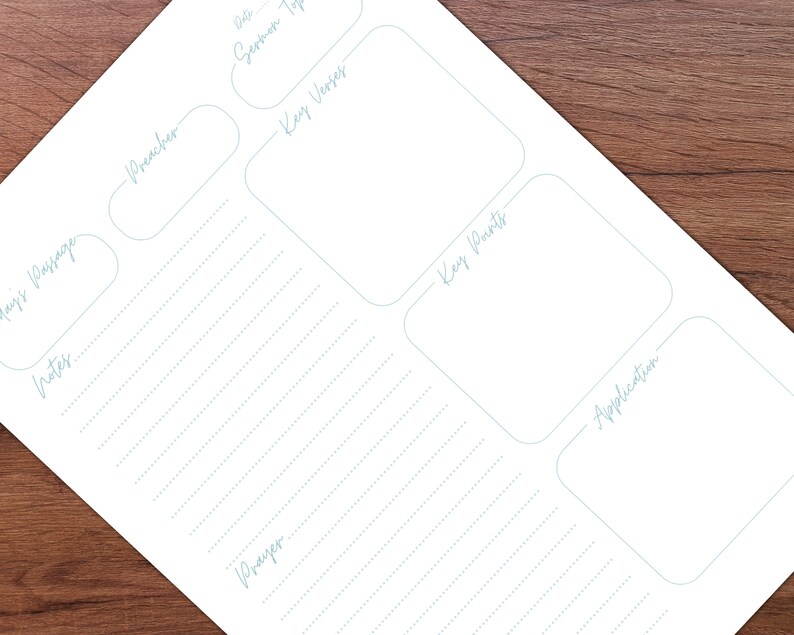 Blue Printable Sermon Notes and Prayer List Prayer Journal Sheets ...