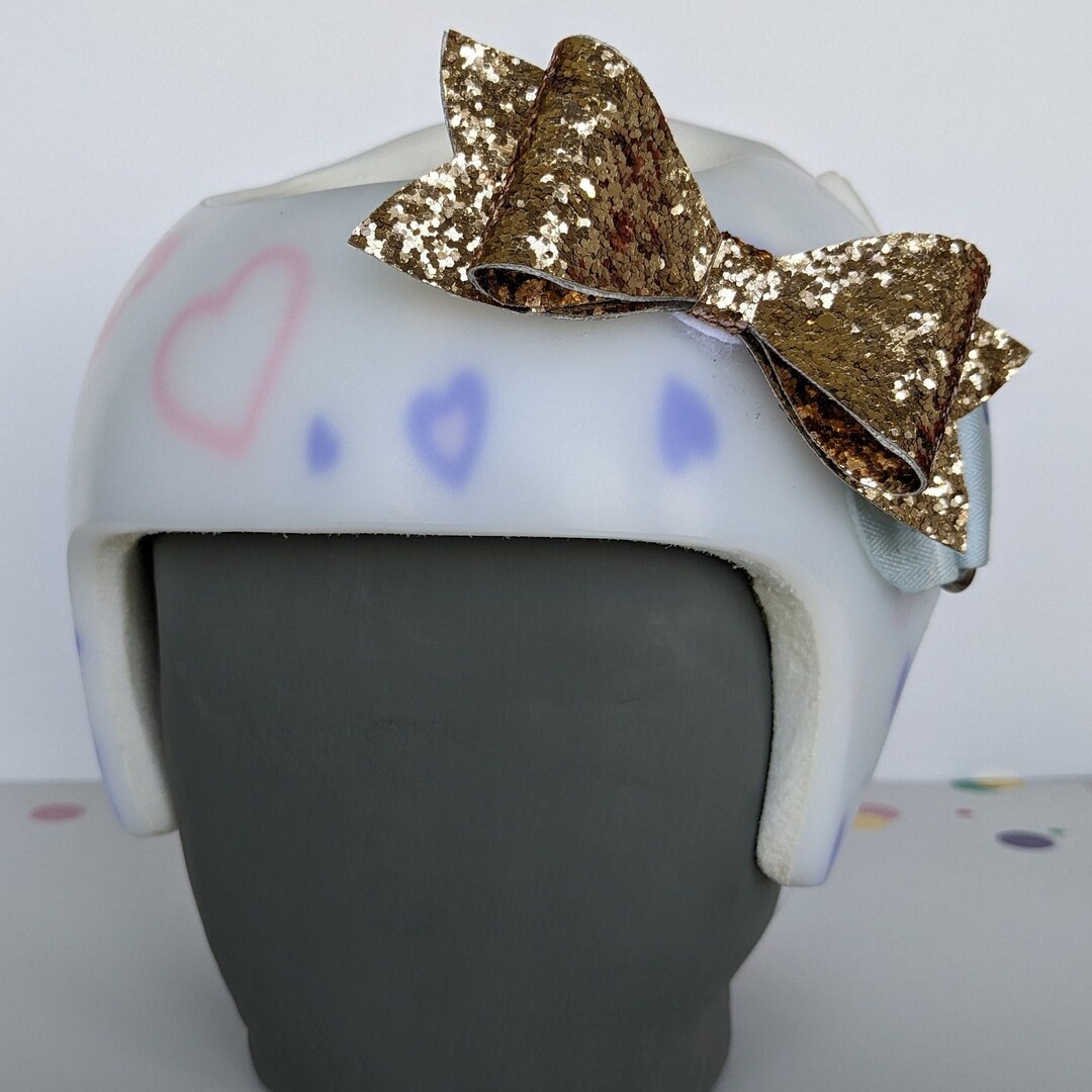 Gold Sparkle Helmet Bow Cranial Band Bow - Etsy