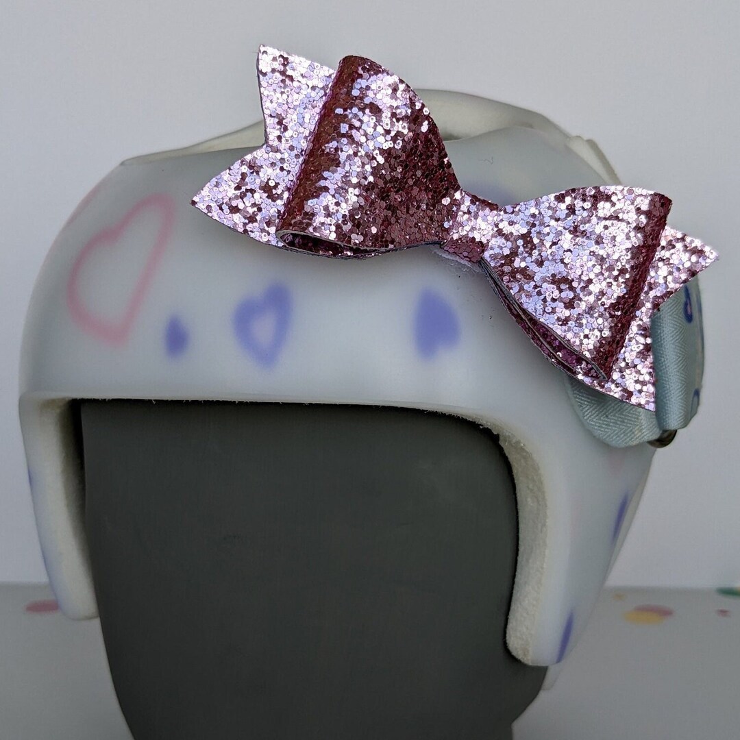 Light Pink Sparkle Helmet Bow, Cranial Band Bow - Etsy