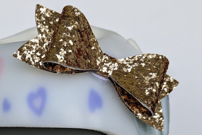 Gold Sparkle Helmet Bow Cranial Band Bow - Etsy