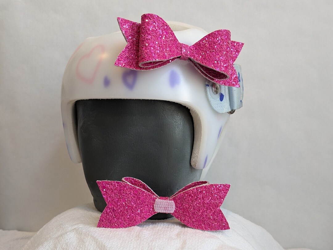 Bright Pink Sparkle Helmet Bow, Cranial Band Bow - Etsy
