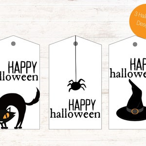 Happy Halloween Printable Tags | Halloween Cat | Halloween Spider ...