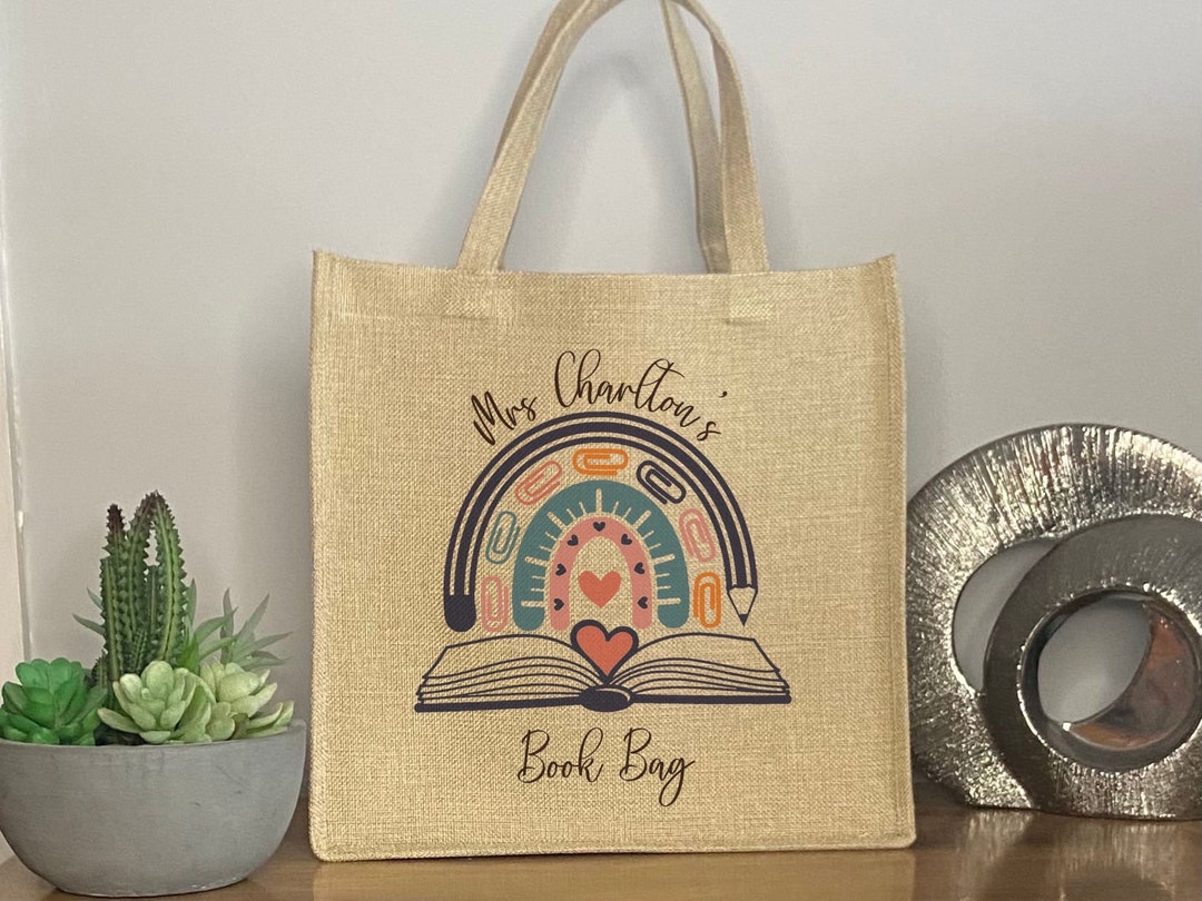 Personalised Teacher Tote Bag, Custom Teacher Book Bag, Teacher Thank ...