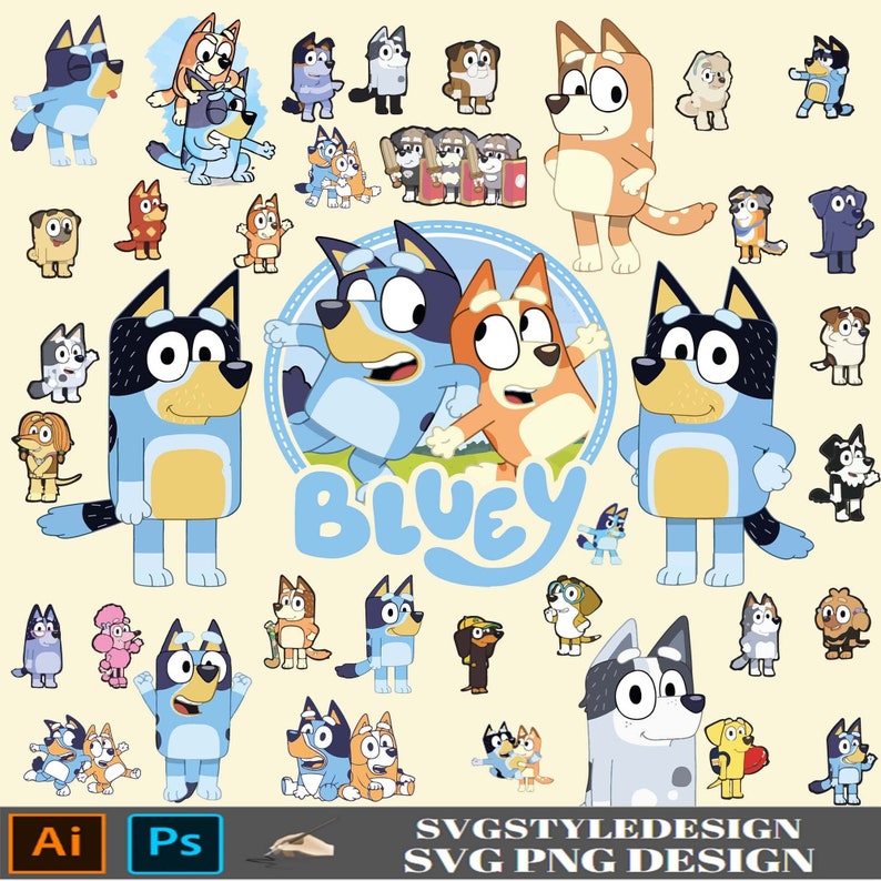 Bluey PNGSVG Bluey Dog Clipart Blue Dog Family Bluey Font - Etsy Hong Kong