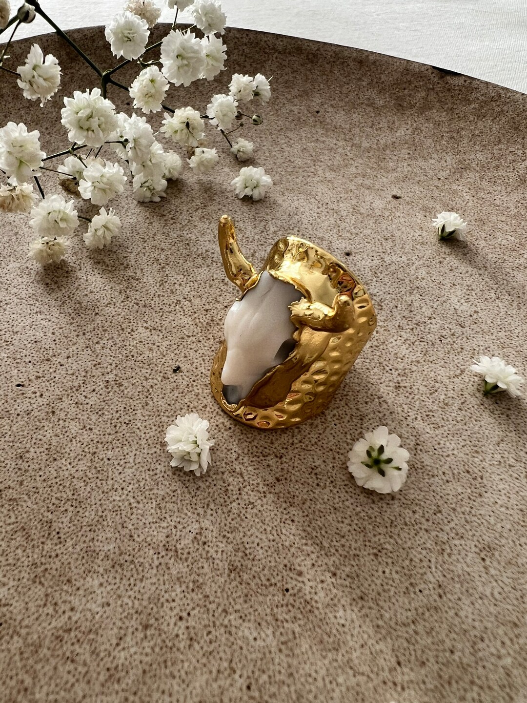 Gold Bull Ring: Taurus Resin Bohemian Ring, Size US 9 - Etsy