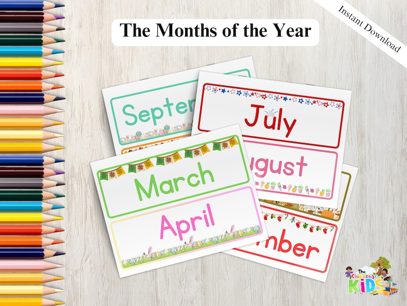 Months of the Year Digital Printable Flashcards| Instant Download ...