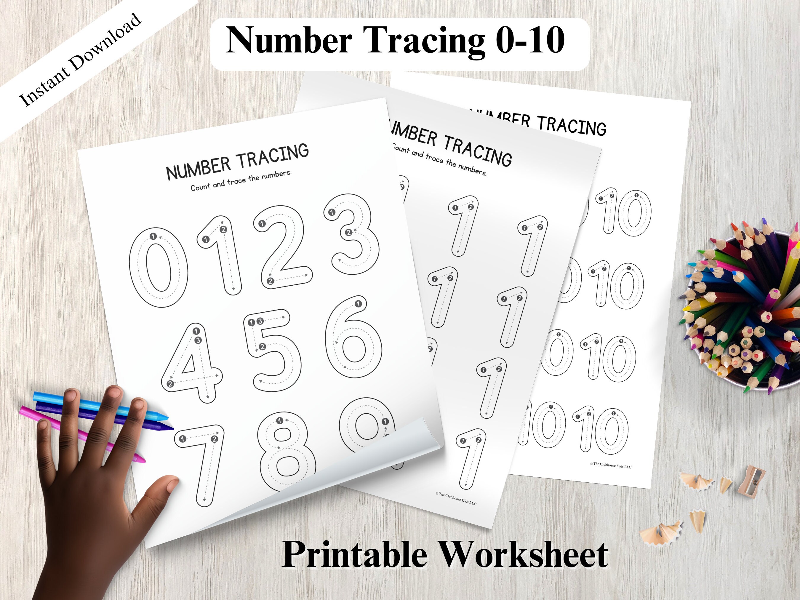 Number Tracing Worksheets 0 - 10 | Instant Download PDF File ...