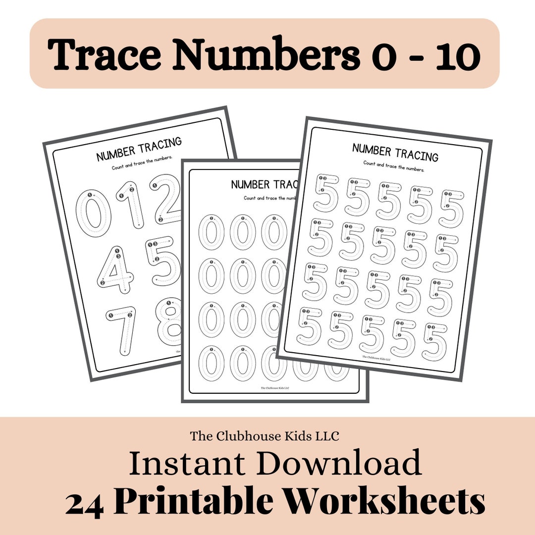 Number Tracing Worksheets 0 - 10 | Instant Download PDF File ...