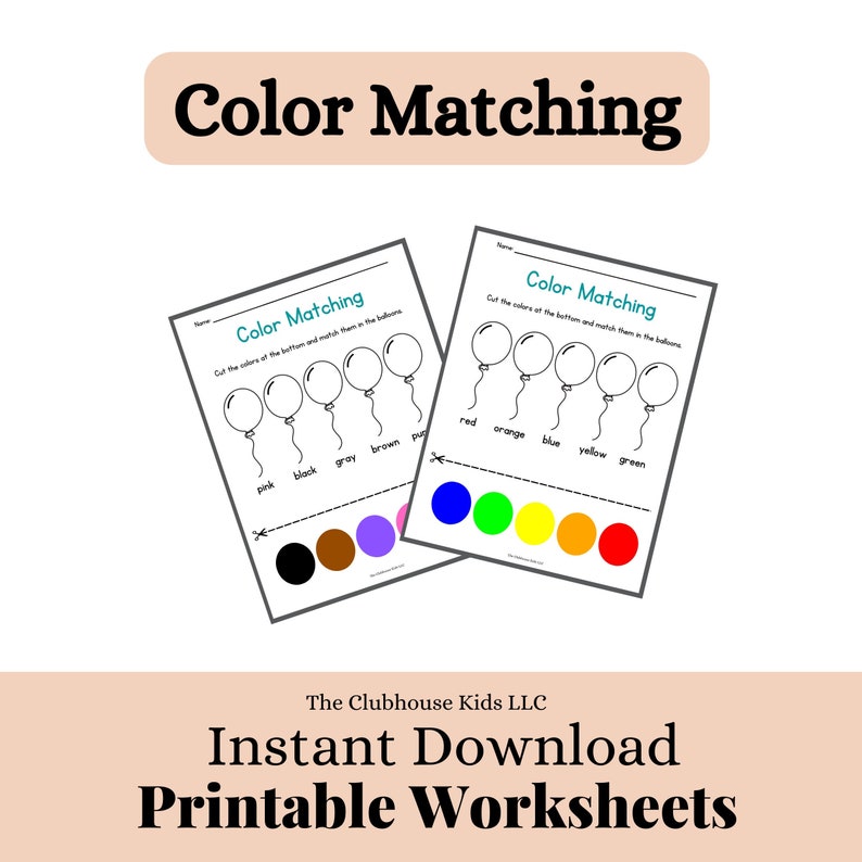 Color Matching Printable Worksheet - Etsy