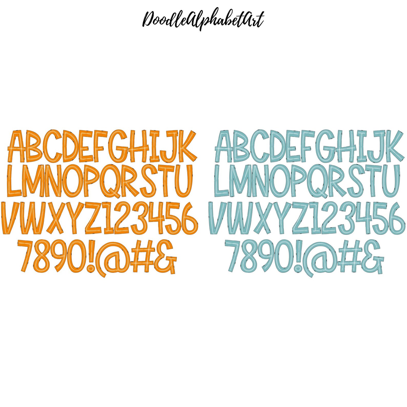 Boho Scribble Alphabet PNG Bundle: Bohemian Color Letters (digital ...