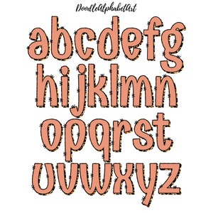 Leopard Doodle Alphabet PNG Bundle: Earthy Boho Letters (digital ...