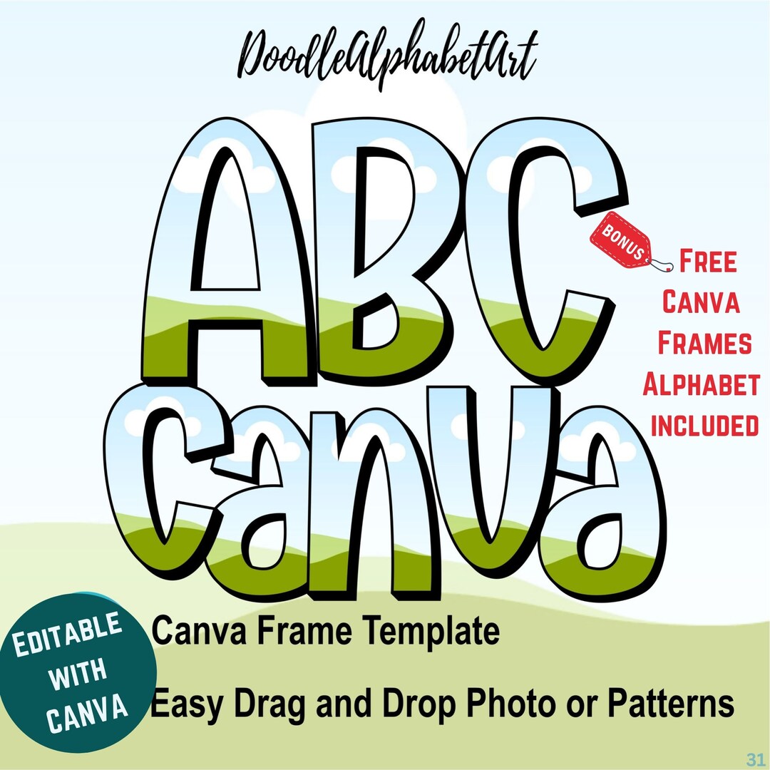 Canva Frame Alphabet, Editable Template, Canva Frame Retro Letters and ...