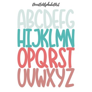 Boho Doodle Alphabet PNG Bundle, 10 Alpha Sets, Boho Color Palette ...