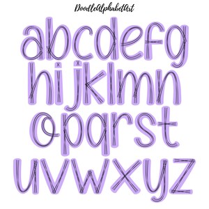 Pastel Doodle Alphabet PNG Bundle: Hand-drawn Letters & Numbers ...