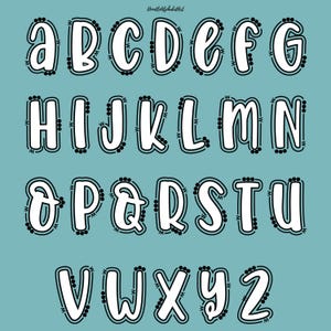 Black and White Dots and Lines Doodle Alphabet PNG Bundle, Outlined ...