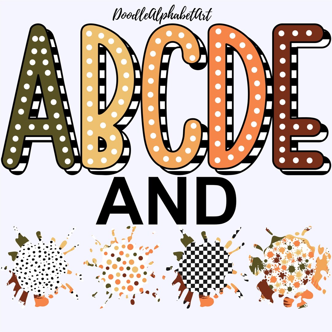 Dots Letters & Backgrounds, Checkerboard Alphabet PNG Bundle, Fall ...