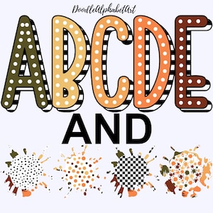 Dots Letters & Backgrounds, Checkerboard Alphabet PNG Bundle, Fall ...
