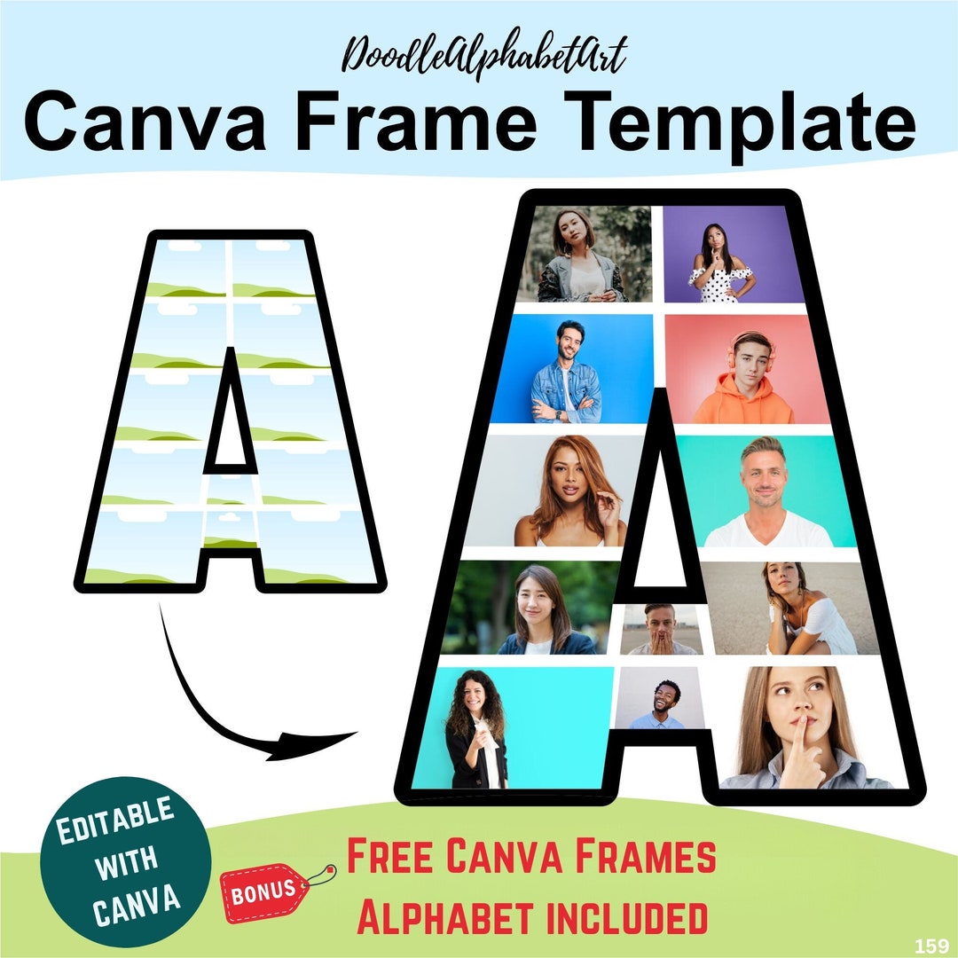 Customizable Photo Collage Canva Frame Template - Personalized Gift ...