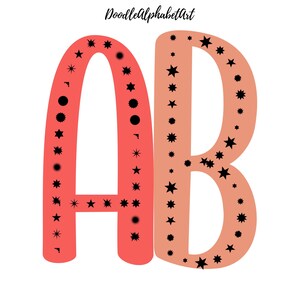 Boho Doodle Alphabet Letters PNG Bundle: Earthy Handwritten Font ...