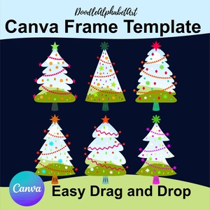 Editable Christmas Tree Canva Frames Collection Hand Drawn - Etsy
