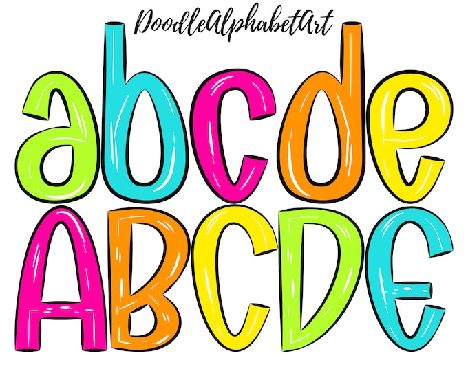 Boho Doodle Alphabet Letters PNG Bundle: Earthy Scribble Font (digital ...