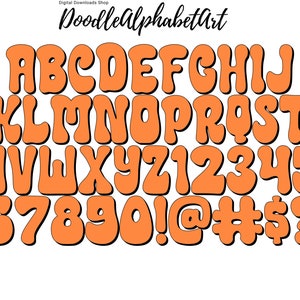 Boho Retro Alphabet Set Letters Png in 6 Colors, Boho Retro Doodle ...
