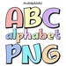 Doodle Retro Alphabet Letters PNG Bundle, Pastel Color Palette, Bold ...