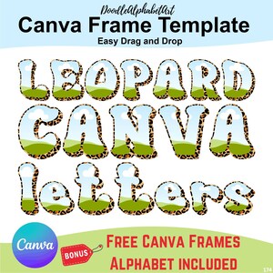 Editable Canva Frames Letters, Retro Groovy Font, Leopard Alphabets ...