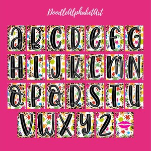 Scribble Blocks Letters PNG, Grunge Leopard and Paint Splats Alphabet ...