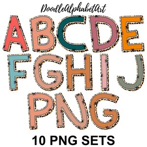 Doodle Alphabet PNG, Leopard Print Pattern, Hand Drawn Letters in Boho ...