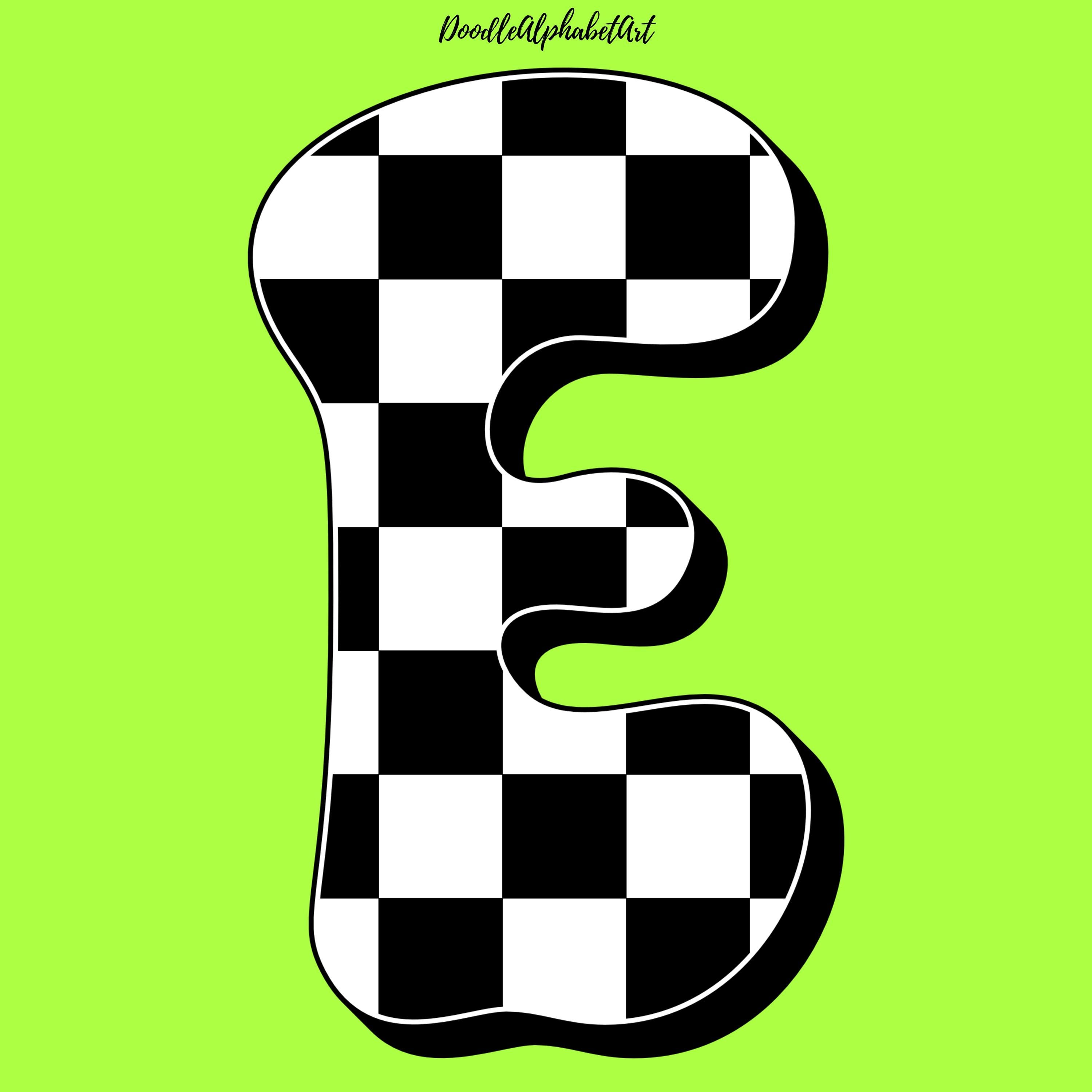 Retro Checkered Alphabet PNG Bundle: Groovy Doodle Letters (digital ...