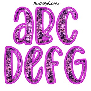 Sequin Alphabet PNG Bundle: Faux Embroidery Stitch, Hand-drawn Doodle ...