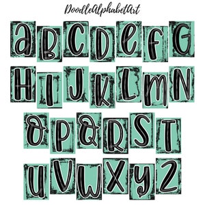 Teacher Font PNG, Grunge Blocks With Letters in 5 Alphapacks, Scribbled ...