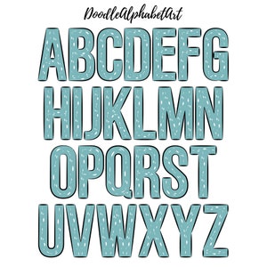 Boho Water Bubbles Splash Doodle Letters PNG Bundle, 10 Alpha Sets ...